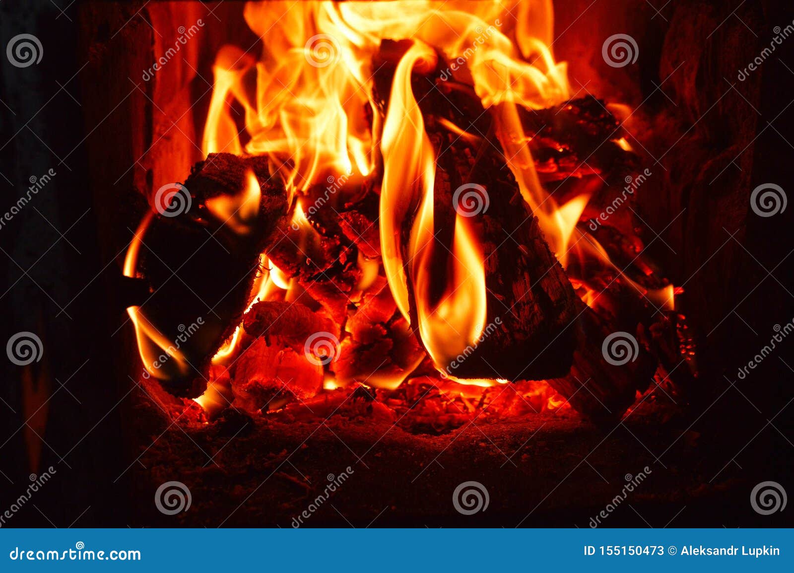 Flame in the Furnace at the Cottage Stock Image - Image of flames ...