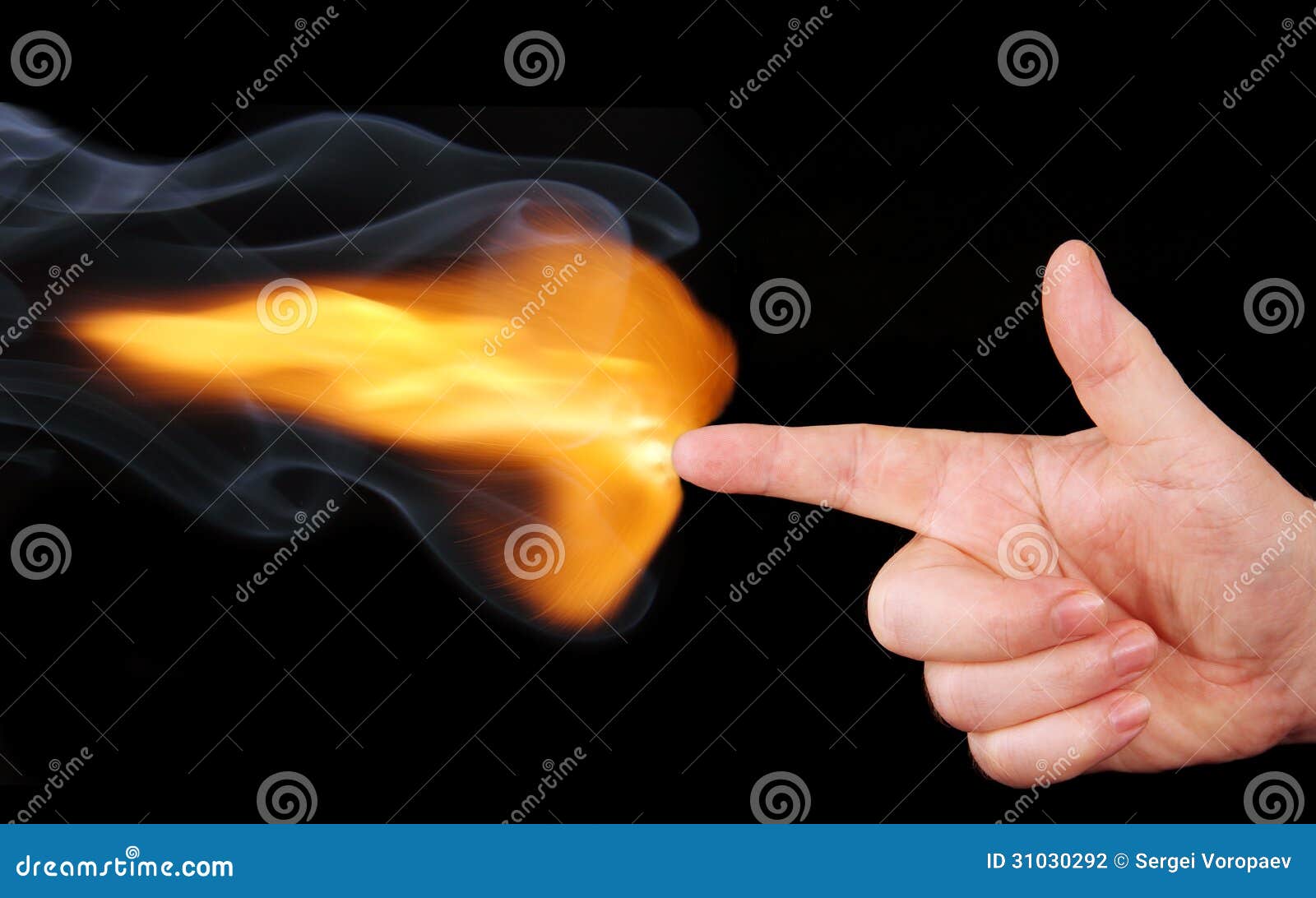 Flame On The Hand, Folded Gun. Stock Photo - Image of danger, hand ...