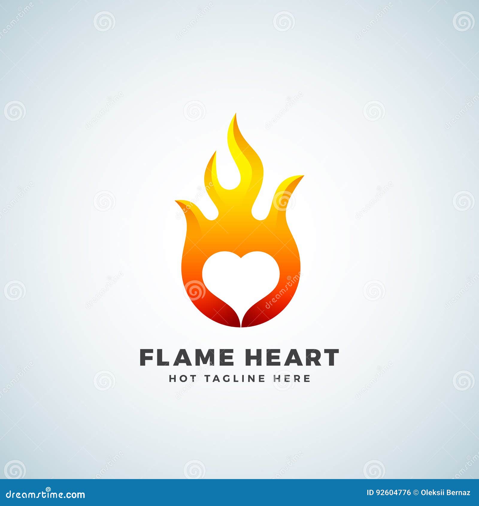 Flame Heart Abstract Vector Sign, Symbol or Logo Template. Negative ...