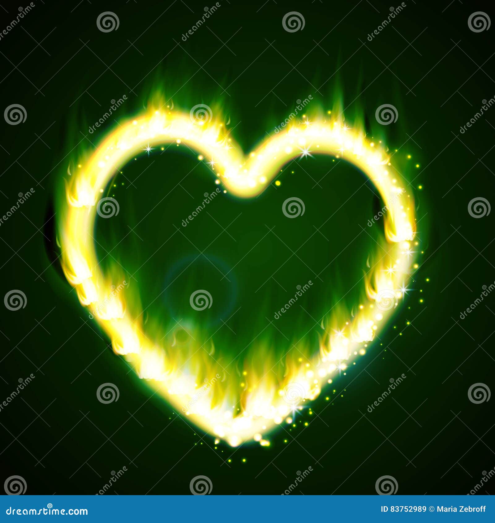 Flame heart on the dark stock vector. Illustration of flame - 83752989