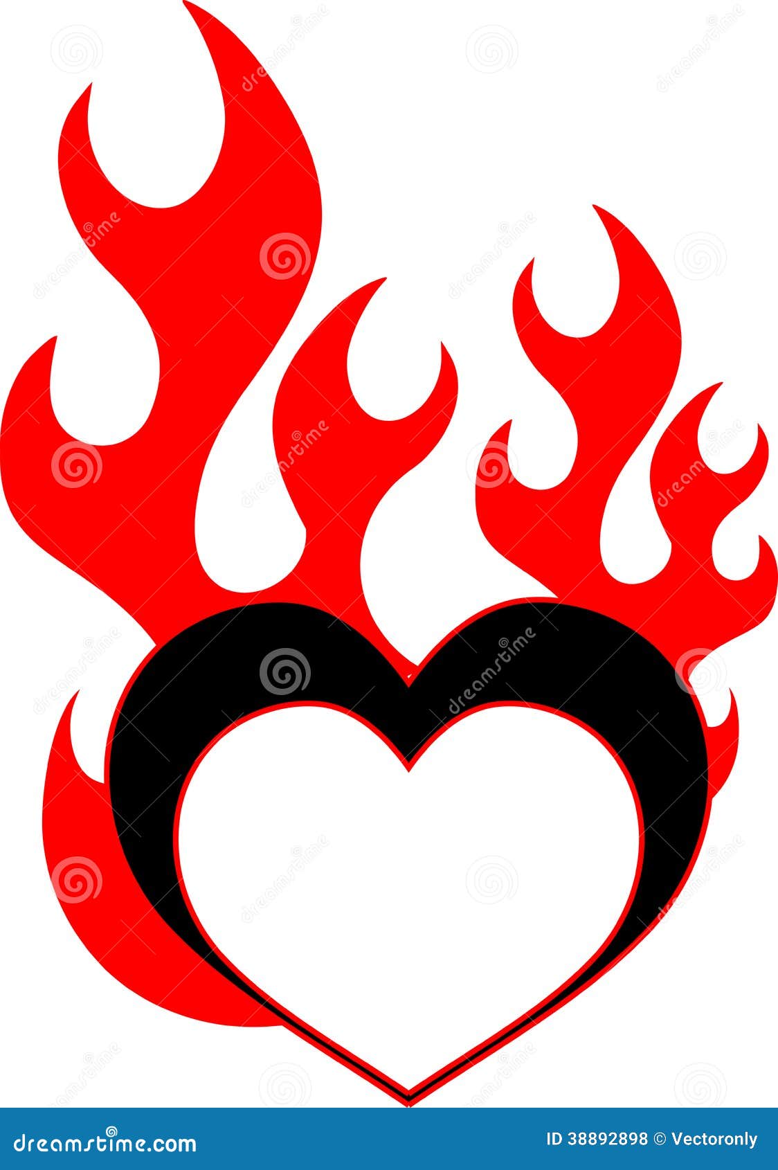 Flame heart stock vector. Illustration of artwork, creative - 38892898