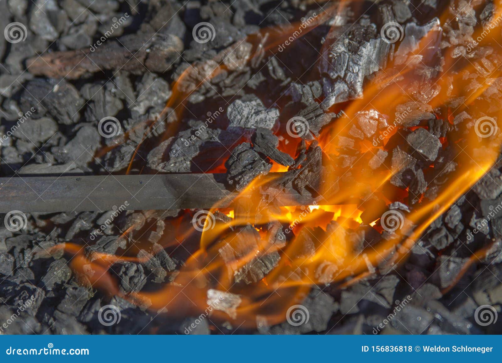 Flame and Hot Coals, Iron Rod of Blacksmith Stock Photo - Image of iron ...