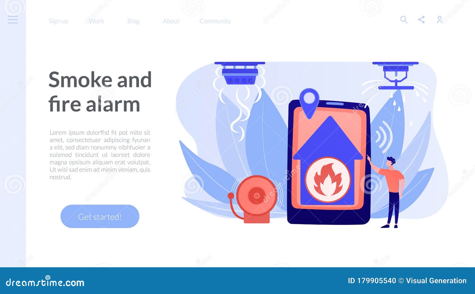 Fire Alarm System Concept Landing Page. Stock Vector - Illustration of ...