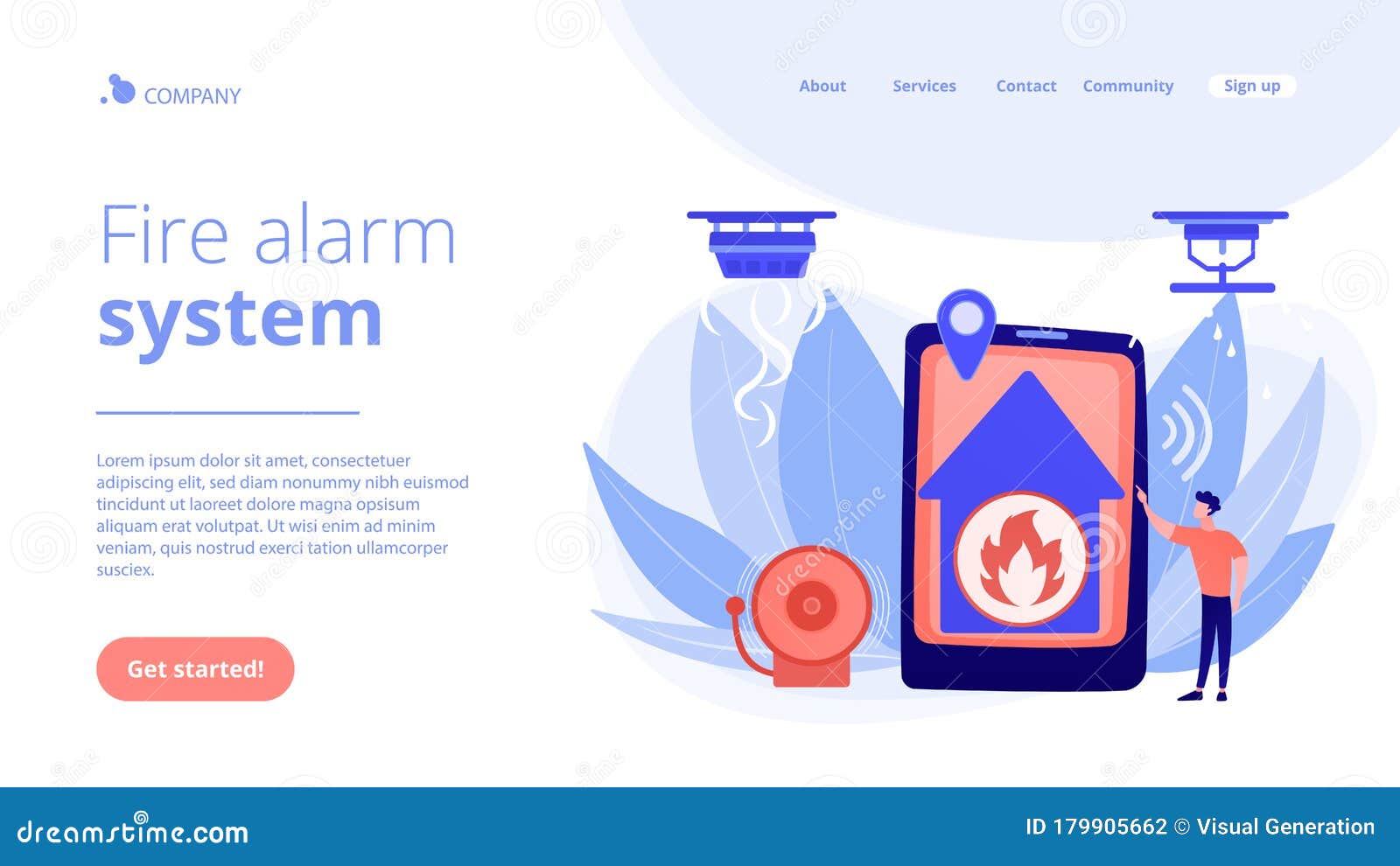 Fire Alarm System Concept Landing Page. Stock Vector - Illustration of ...