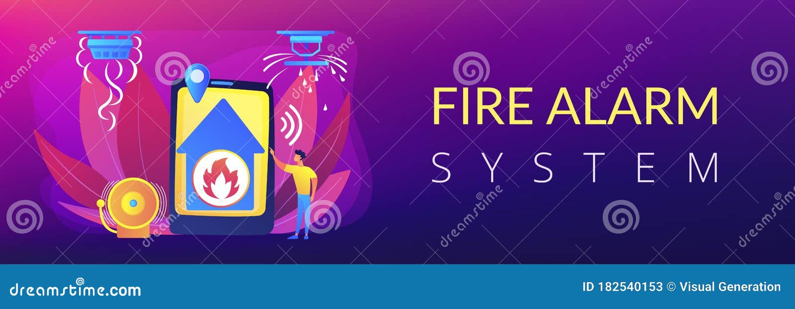 Fire Alarm System Concept Banner Header. Stock Vector - Illustration of ...