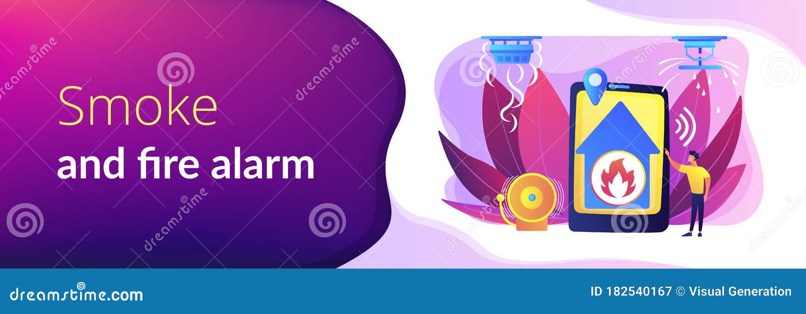 Fire Alarm System Concept Banner Header. Stock Vector - Illustration of ...