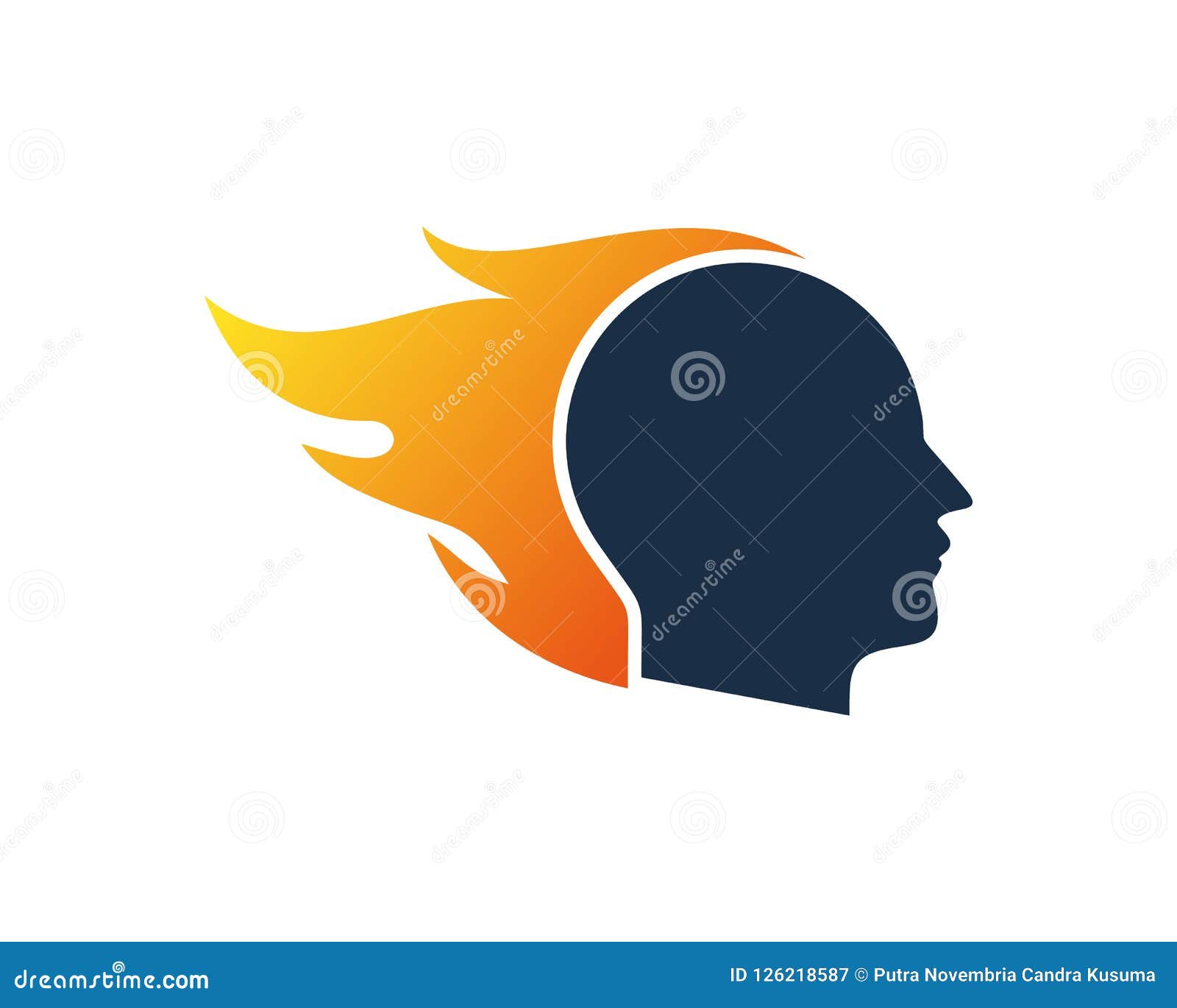 Flame Human Head Logo Icon Design Stock Vector - Illustration of fire ...