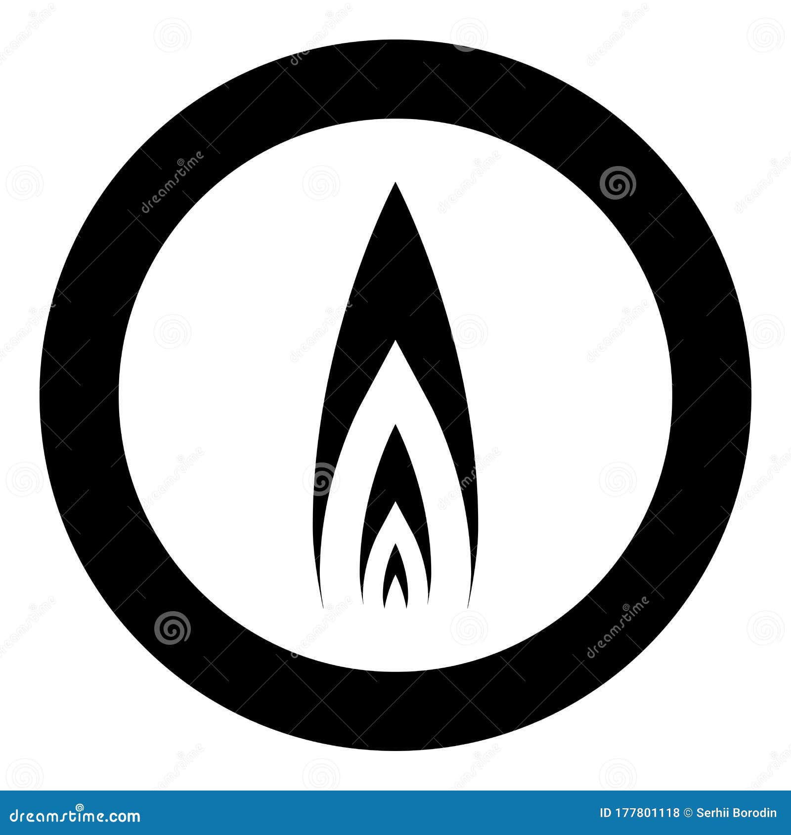 Flame Icon in Circle Round Black Color Vector Illustration Flat Style ...
