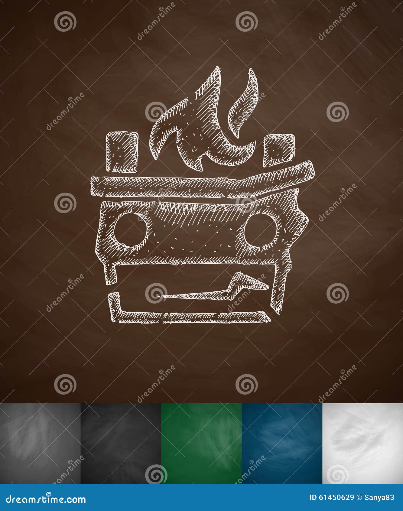 Flame icon stock vector. Illustration of draw, burn, chalk - 61450629