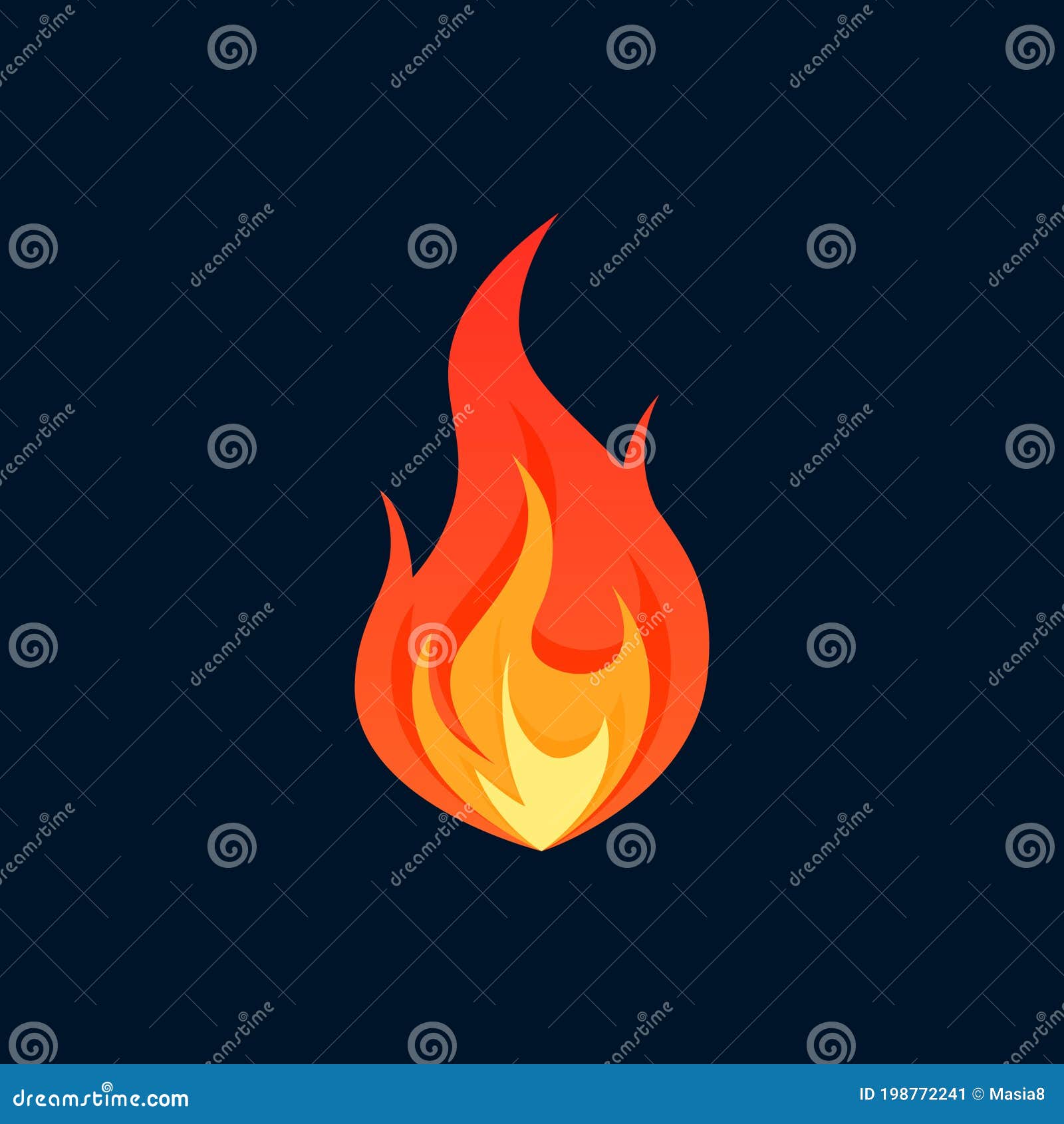 Simple Vector Flame Icon in Flat Style Stock Vector - Illustration of ...