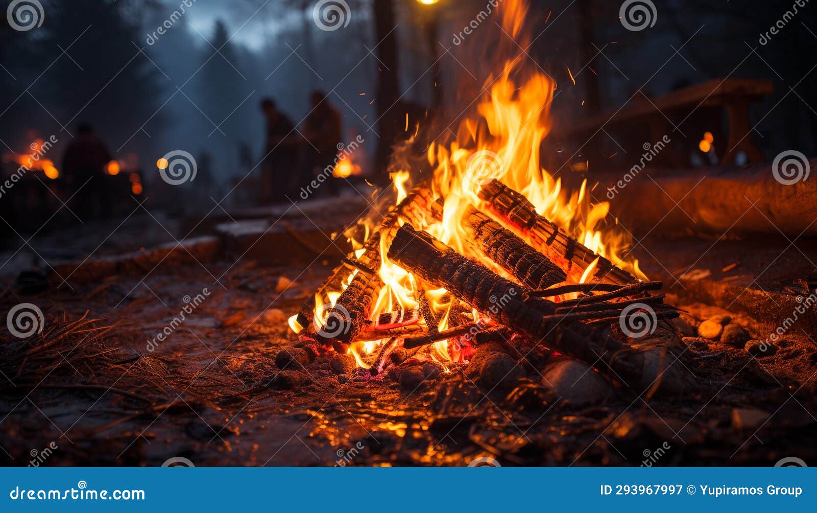 Flame Ignites Wood, Glowing Bright, Heating Nature Celebration Fire ...