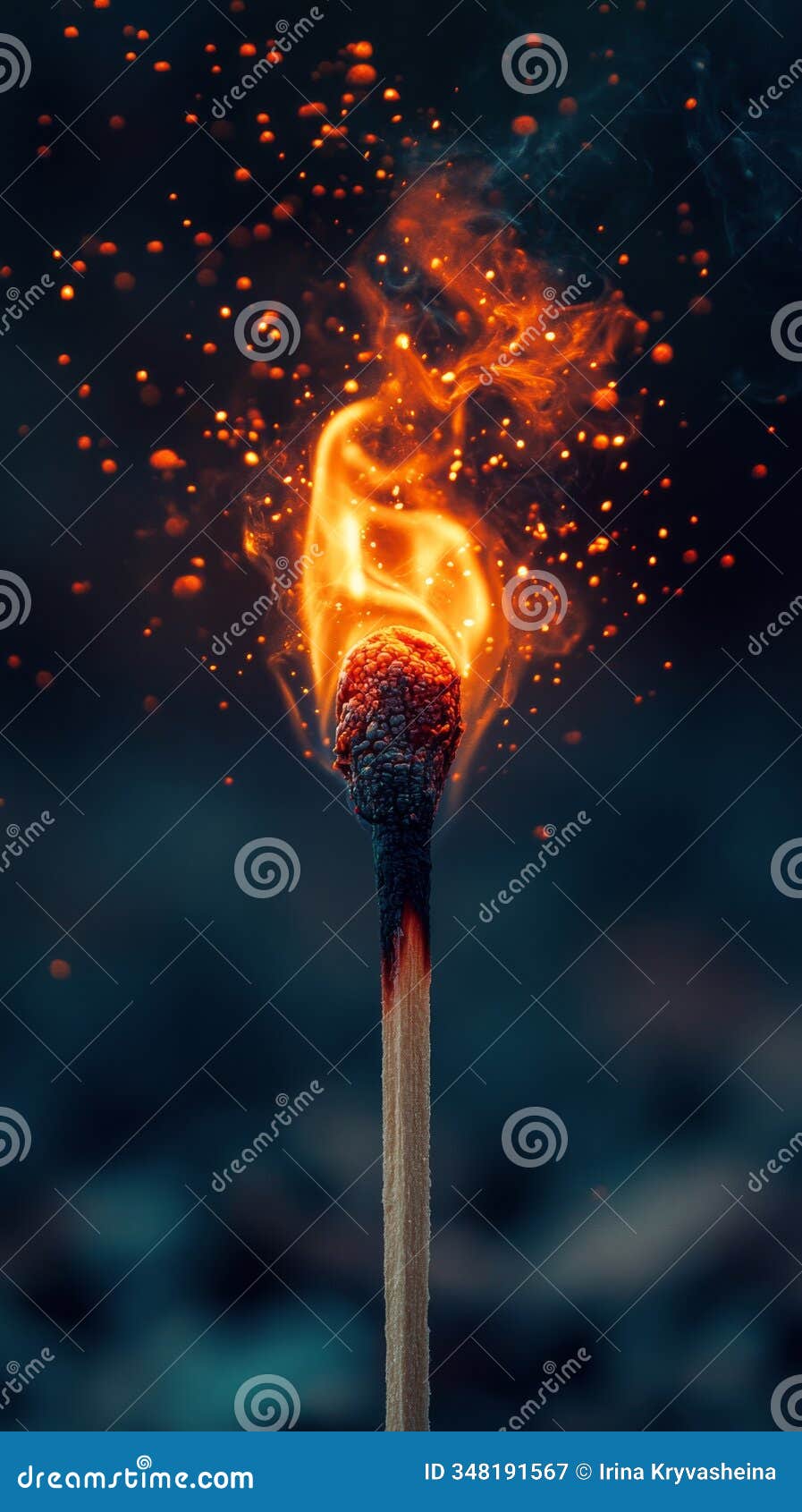 Flame Illuminated Matchstick Against Dark Background Creates Striking ...