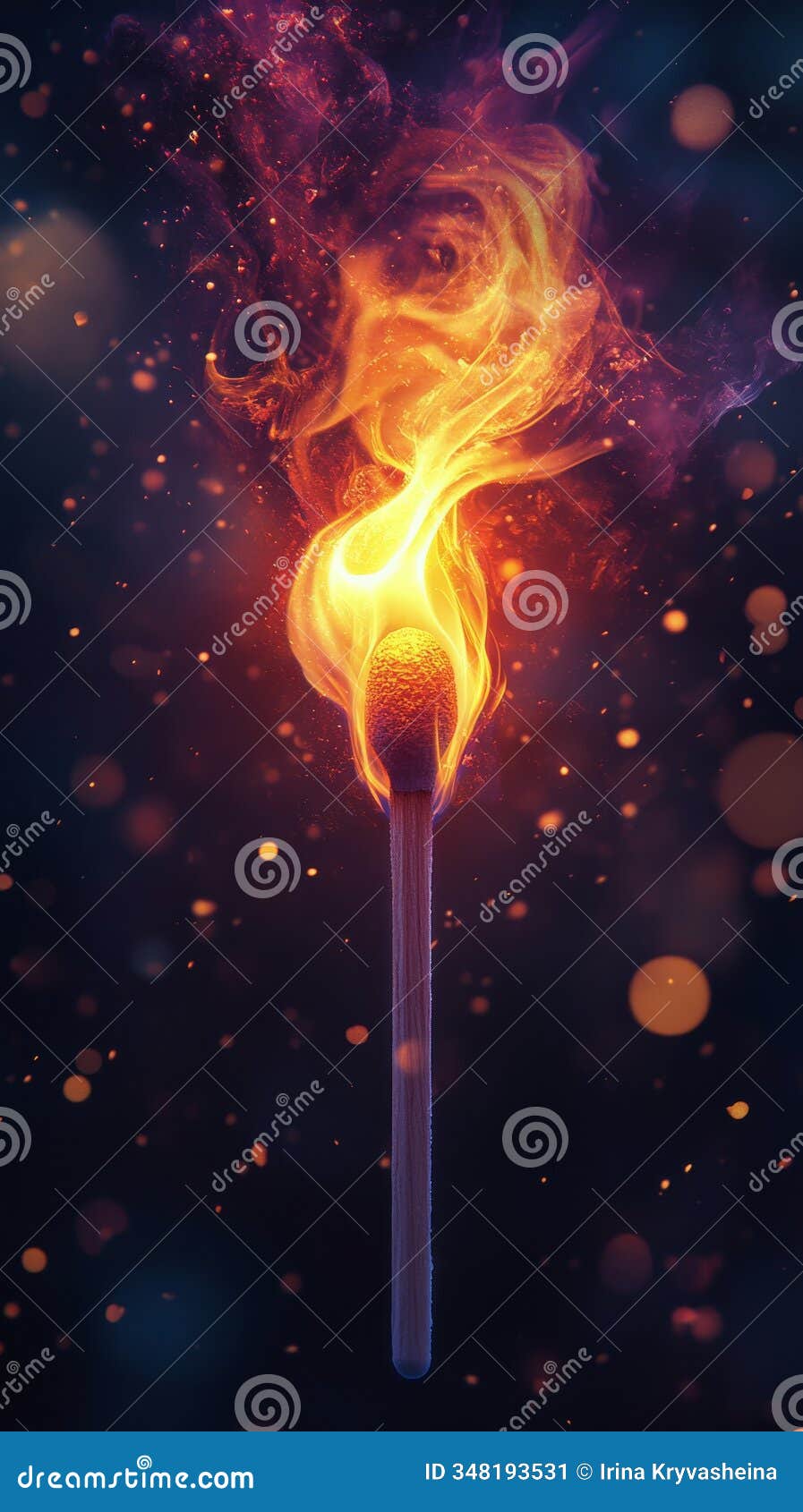Flame Illuminated Matchstick Against Dark Background Creates Striking ...
