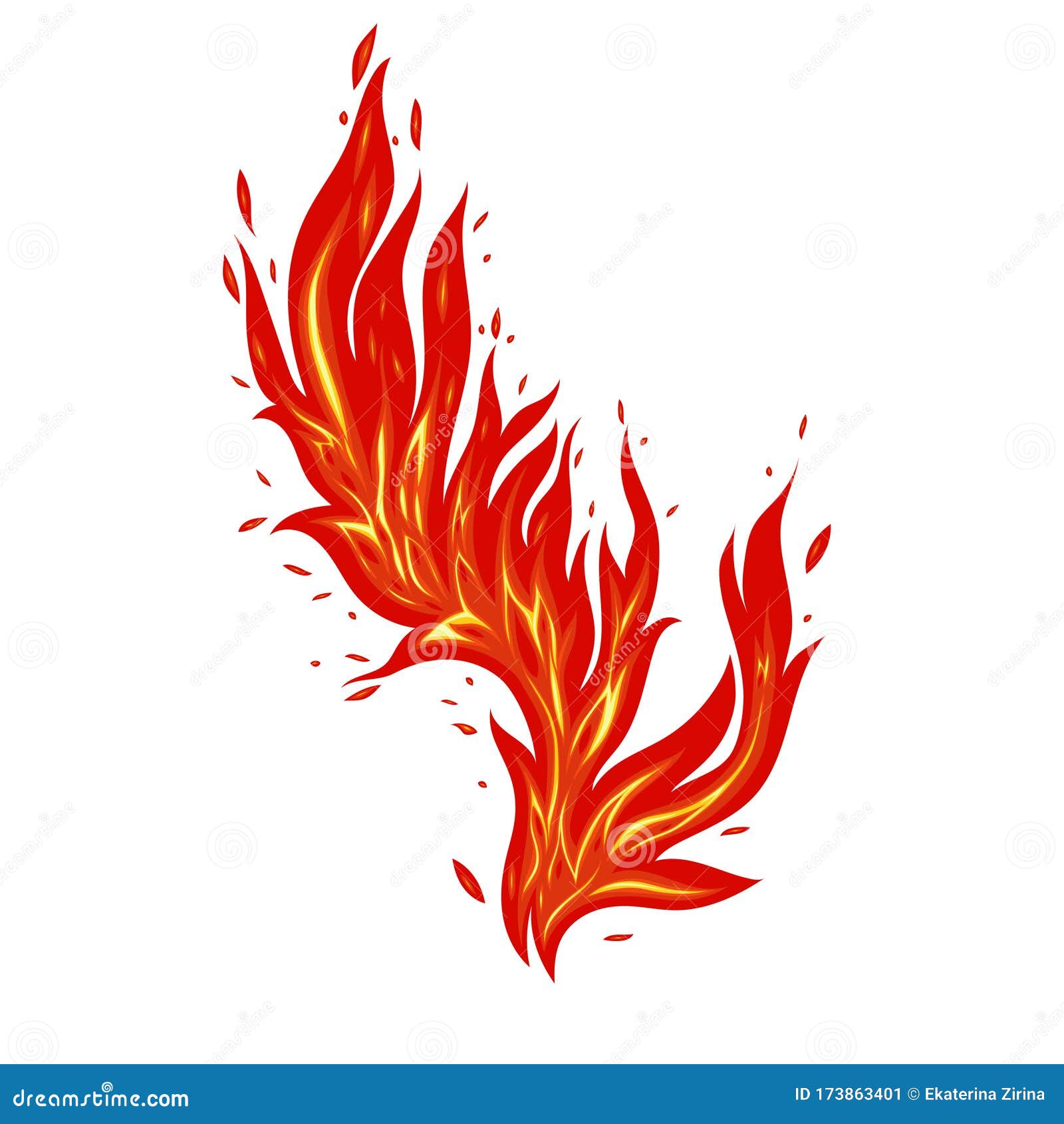 Flame Isolate On A White Background. Vector Graphics Stock Illustration ...