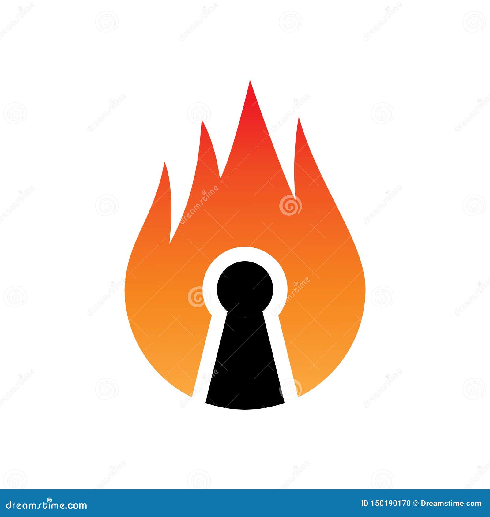 Flame key lock Logo Vector stock vector. Illustration of defense ...