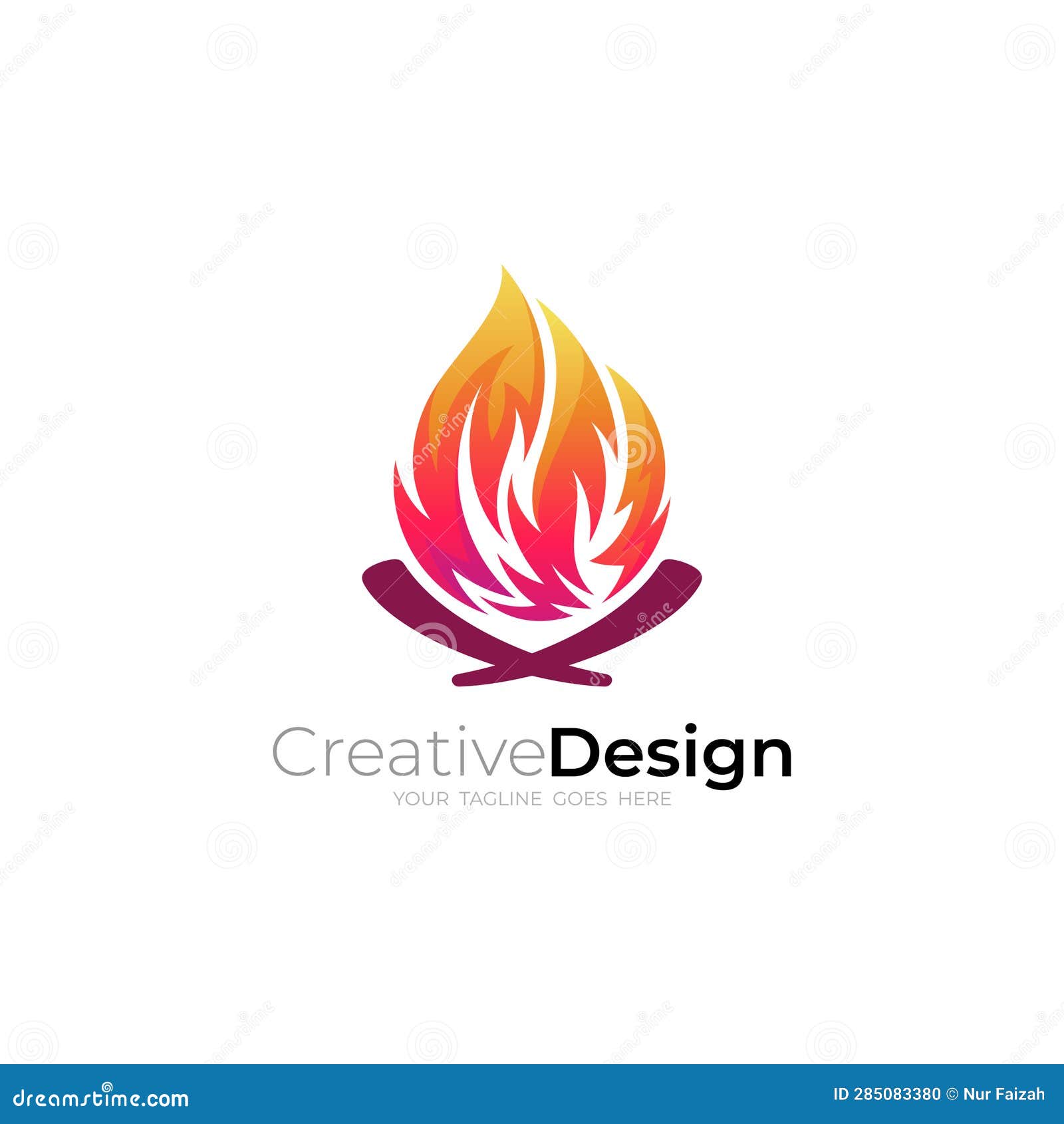 Flame Logo with Abstract Design, Red Color, Restaurant Logos Stock ...