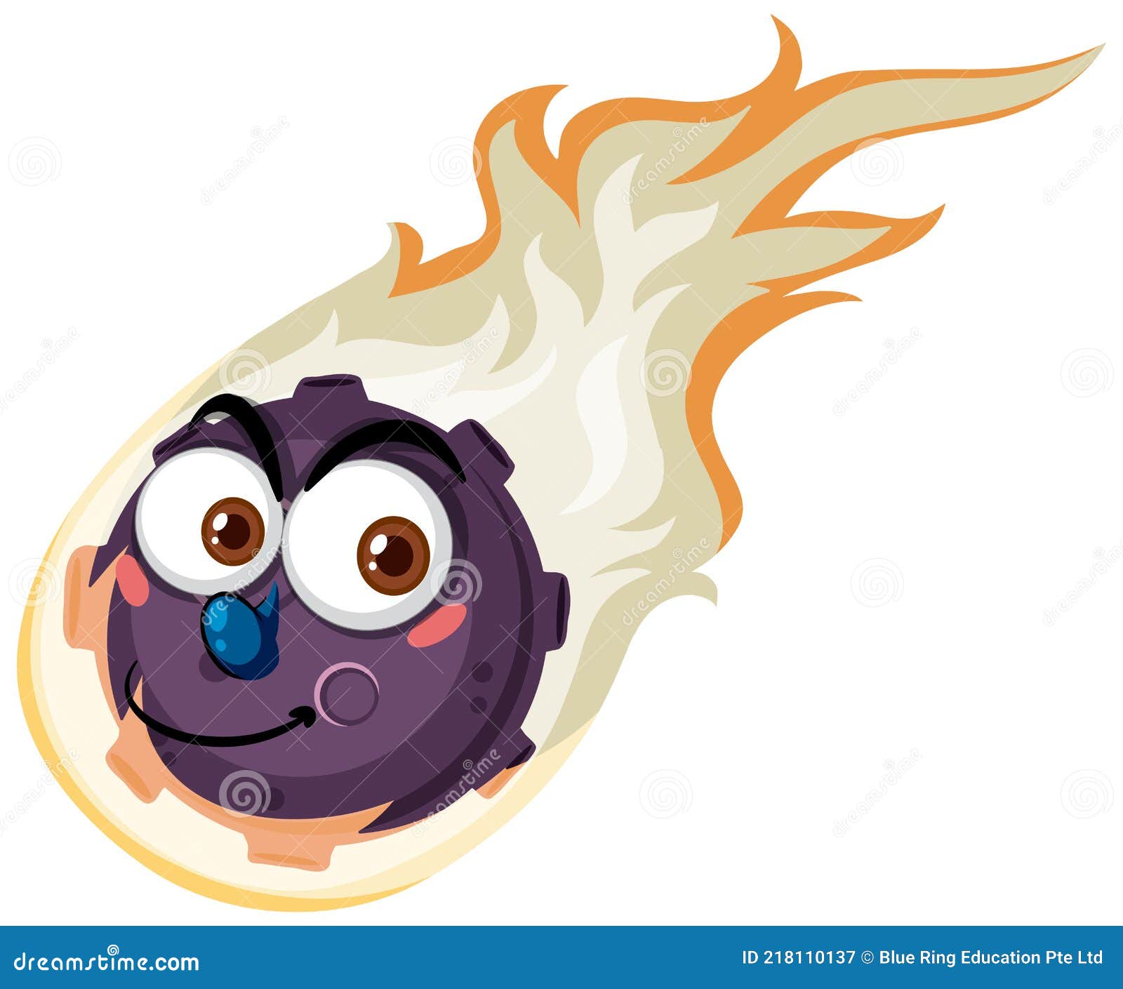 Flame Meteor Cartoon Character With Angry Face Expression On White ...