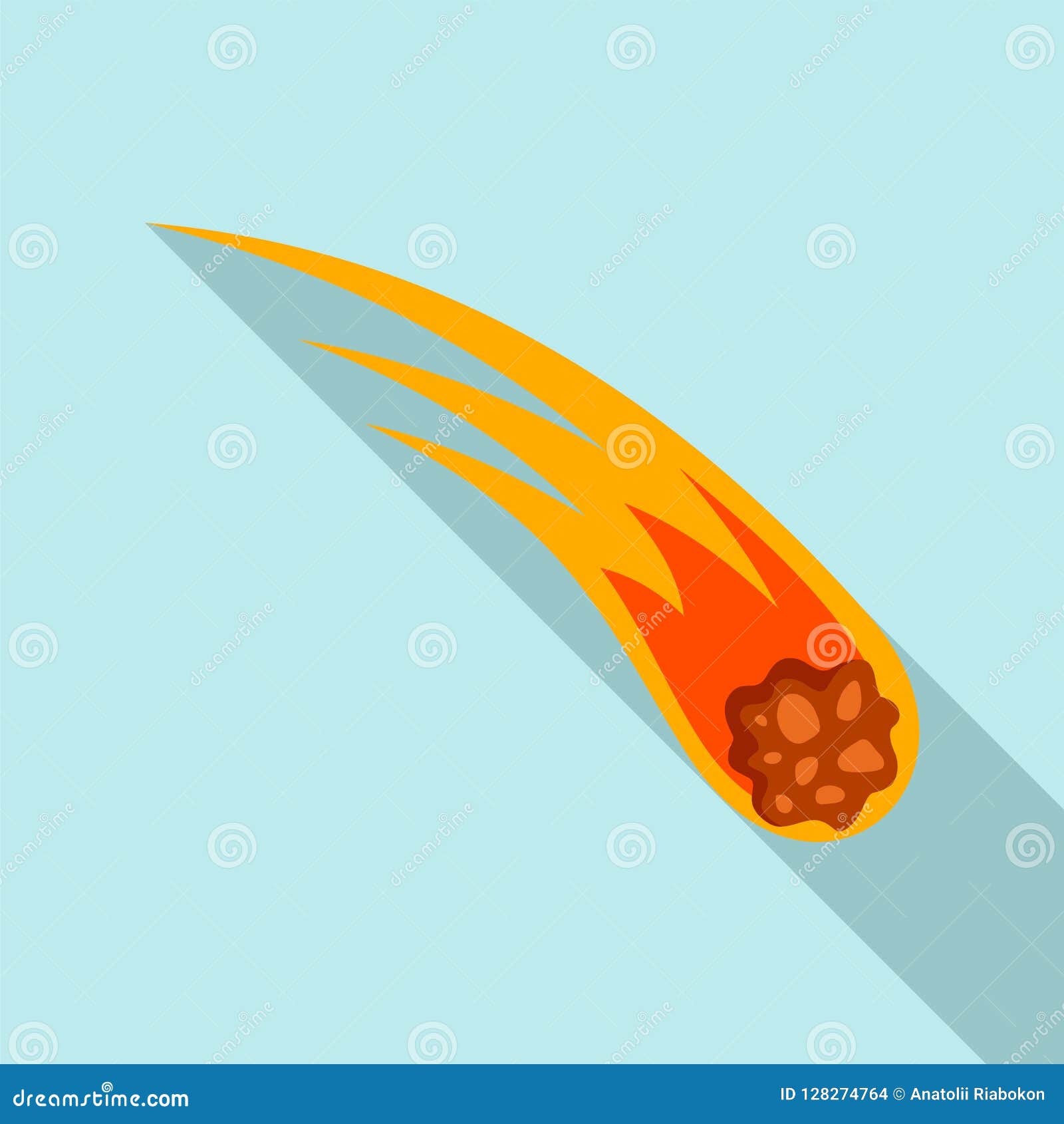 Flame Meteorite Icon, Flat Style Stock Vector - Illustration of graphic ...