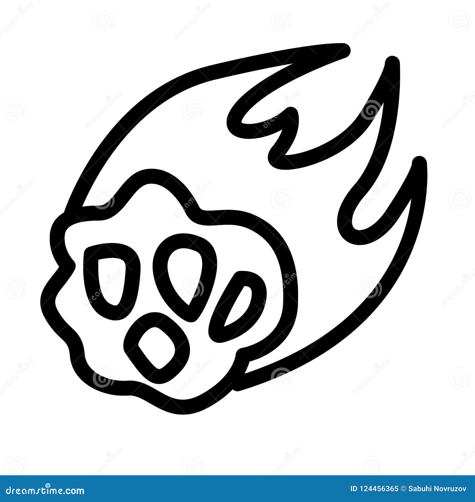 Flame Meteorite Line Icon. Asteroid Vector Illustration Isolated on ...