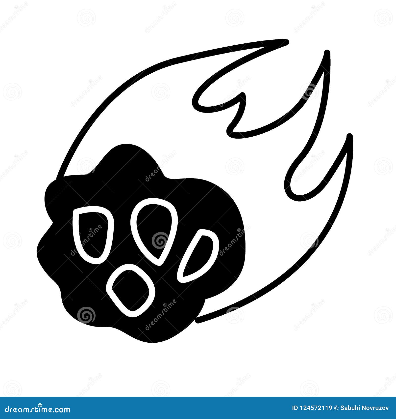 Flame Meteorite Solid Icon. Asteroid Vector Illustration Isolated on ...