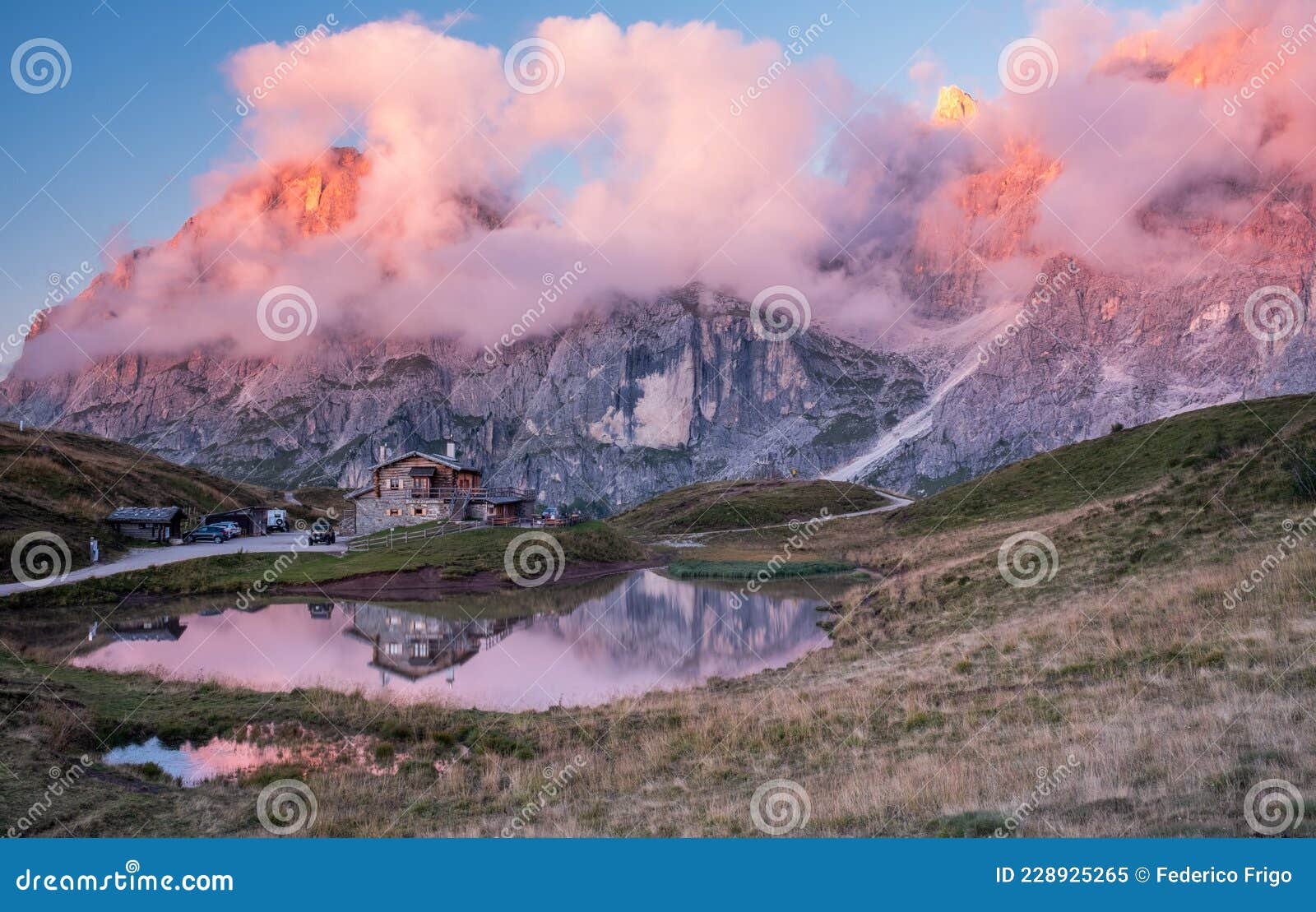Flame Mountain in a Quite Valley Stock Image - Image of sunset ...