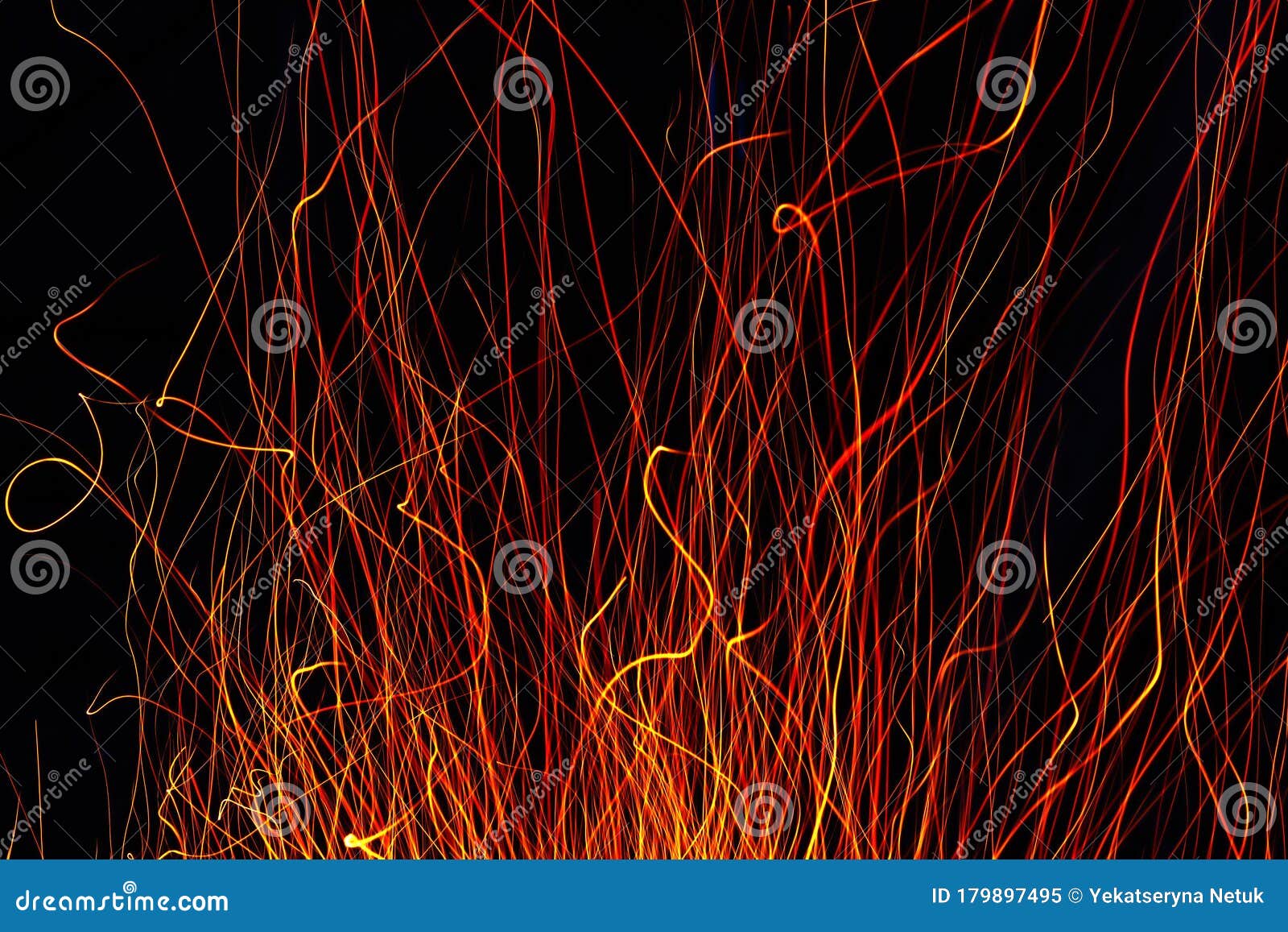 Flame with Multiple Fire Sparks on a Long Exposure with a Black ...
