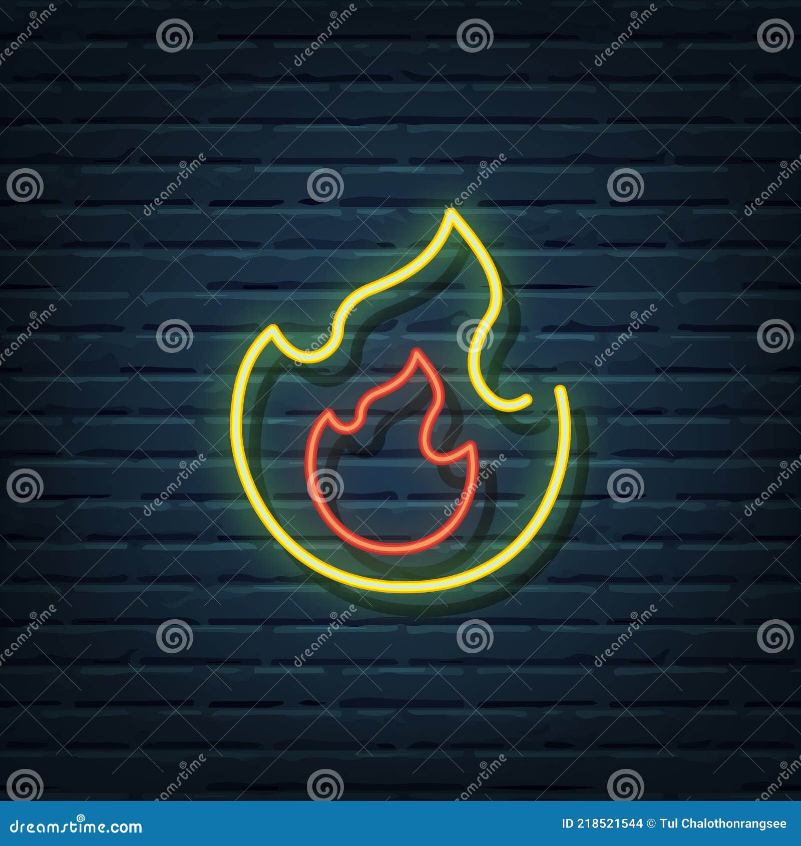 Flame Neon Sign stock illustration. Illustration of sign - 218521544