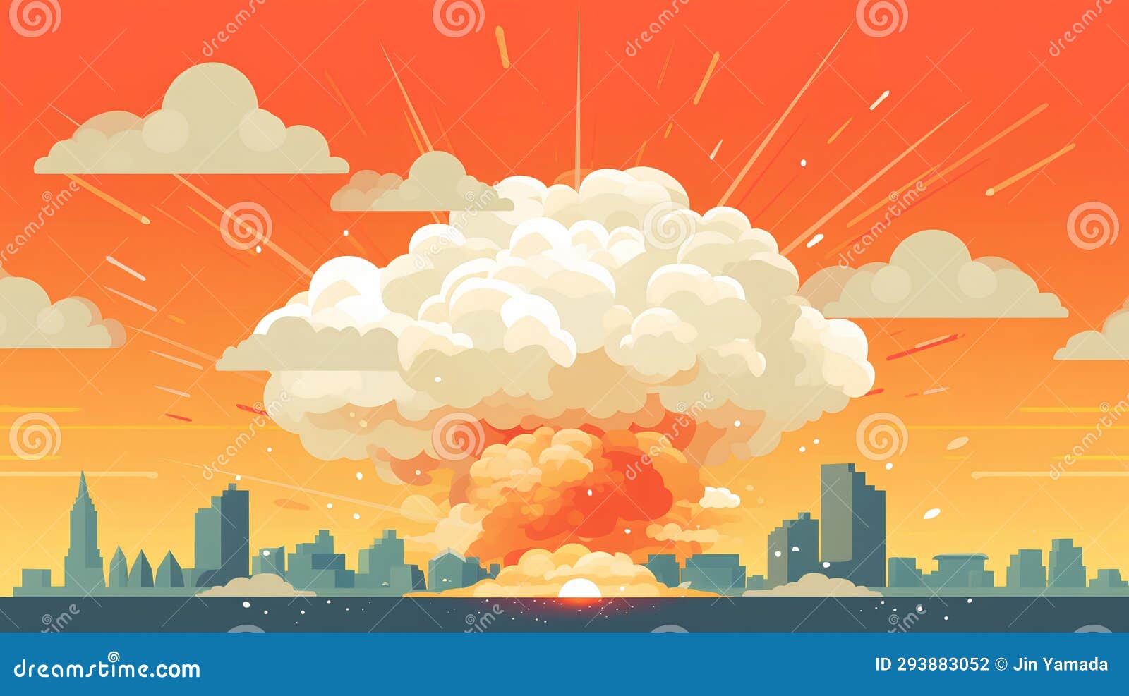 Flame of a Nuclear Explosion. Vector Illustration in Flat Style Stock ...