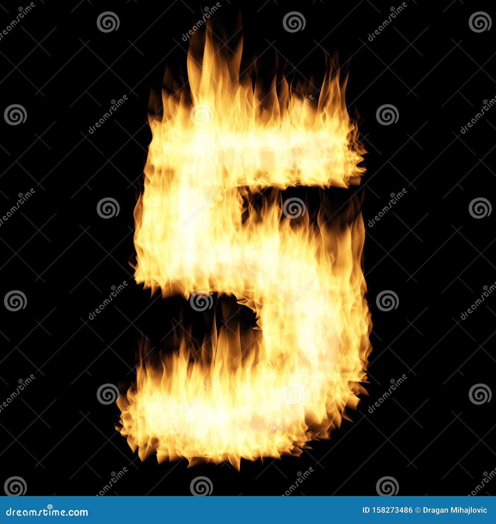 Flame number Five stock illustration. Illustration of fiery - 158273486