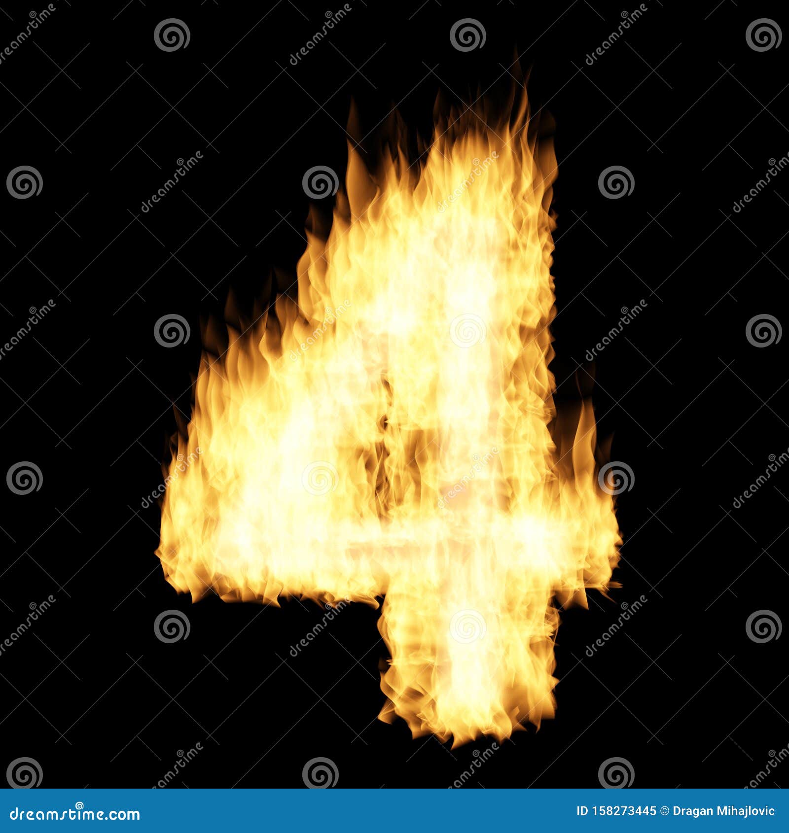 Flame number Four stock illustration. Illustration of melted - 158273445