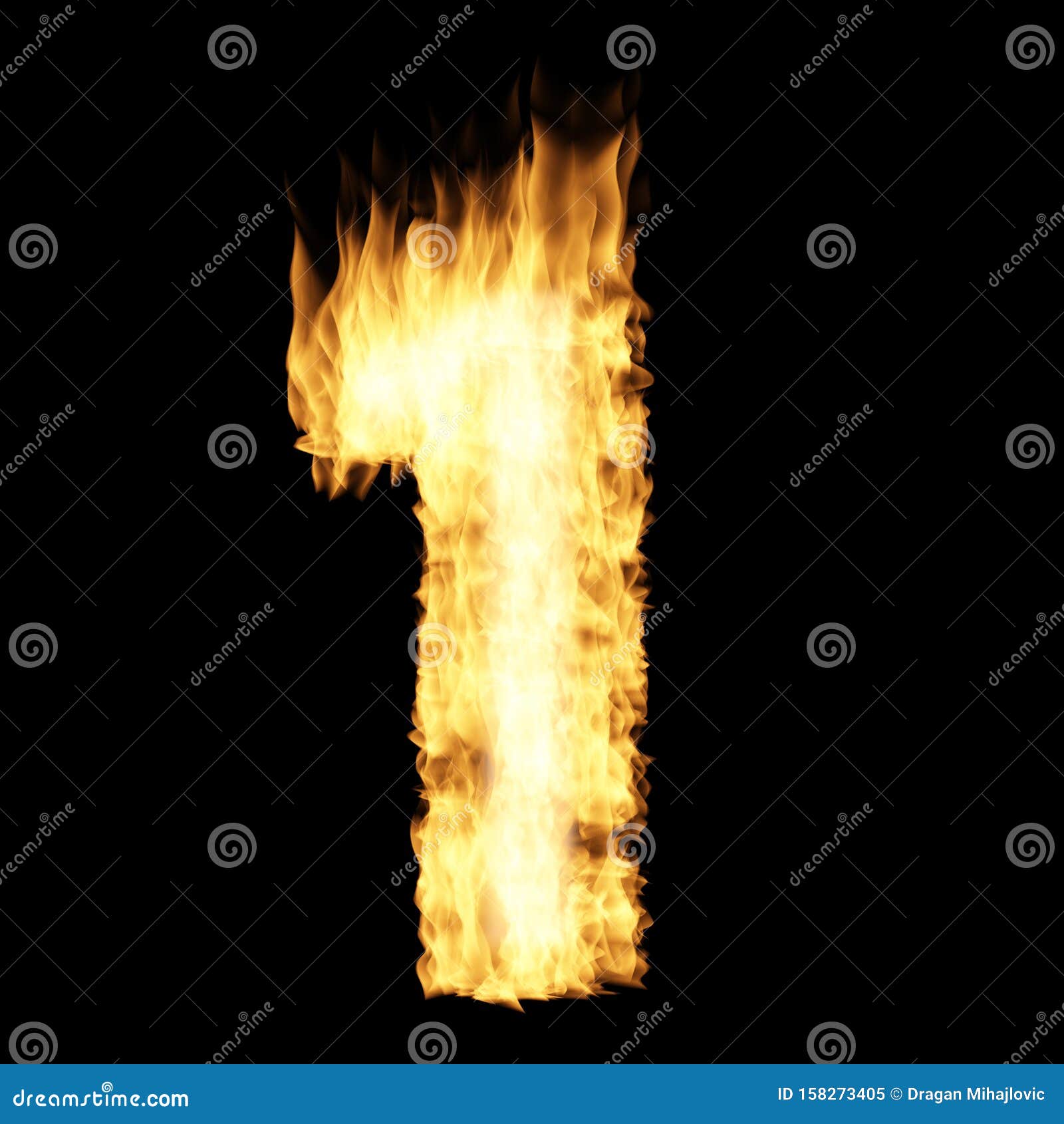 Flame number One stock illustration. Illustration of font - 158273405
