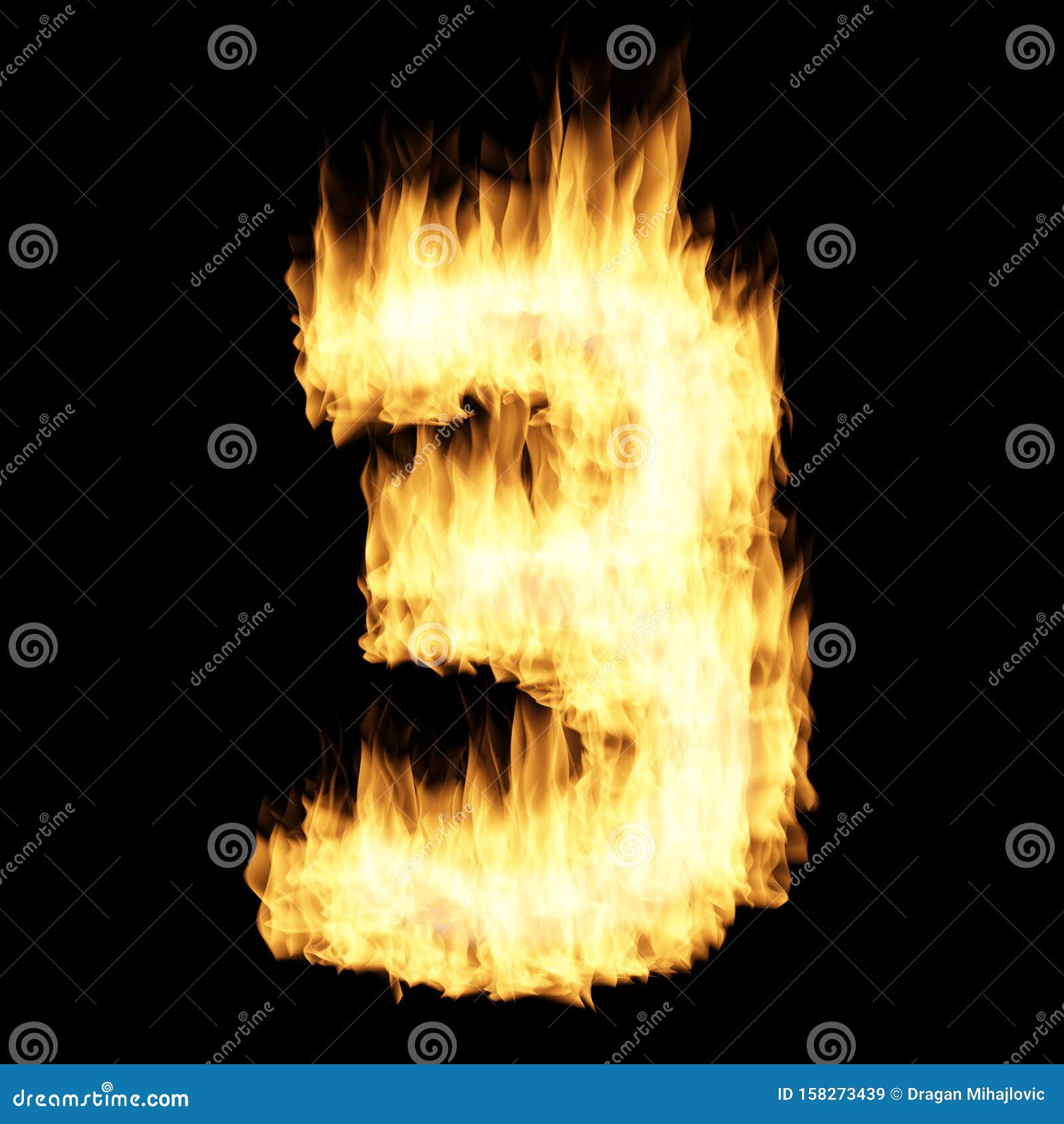 Flame number Three stock illustration. Illustration of flame - 158273439