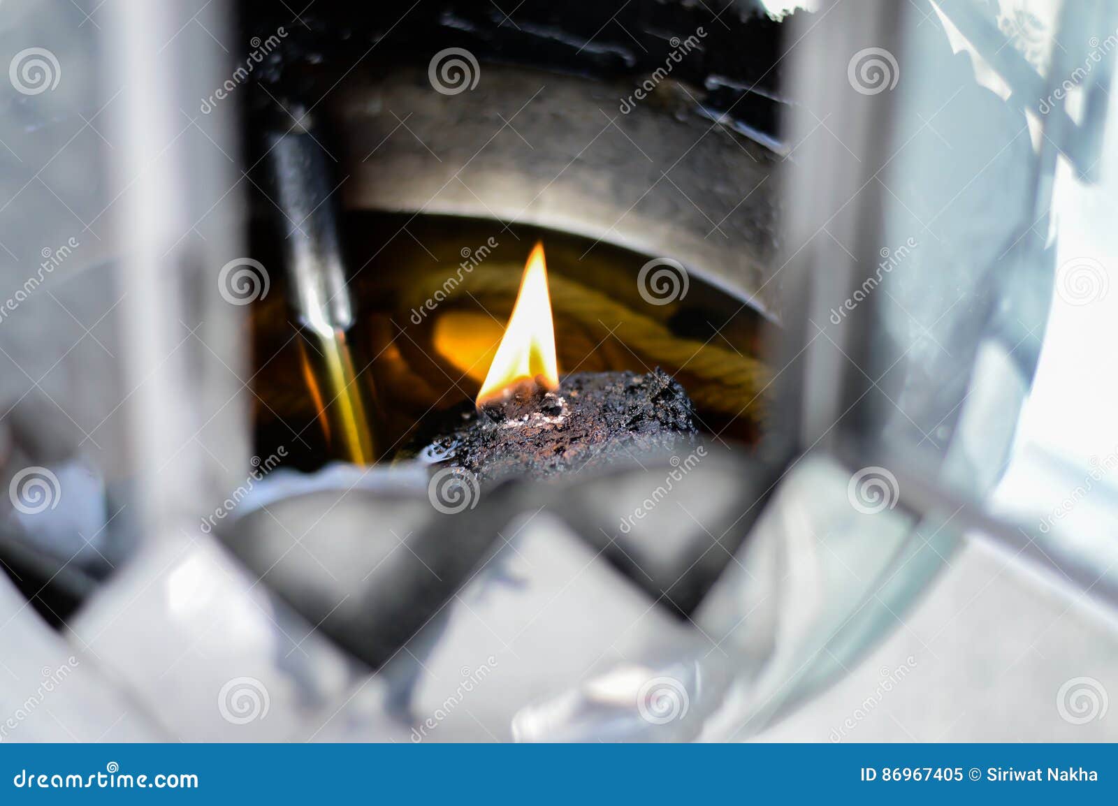 Flame in oil lamp stock image. Image of burn, culture - 86967405
