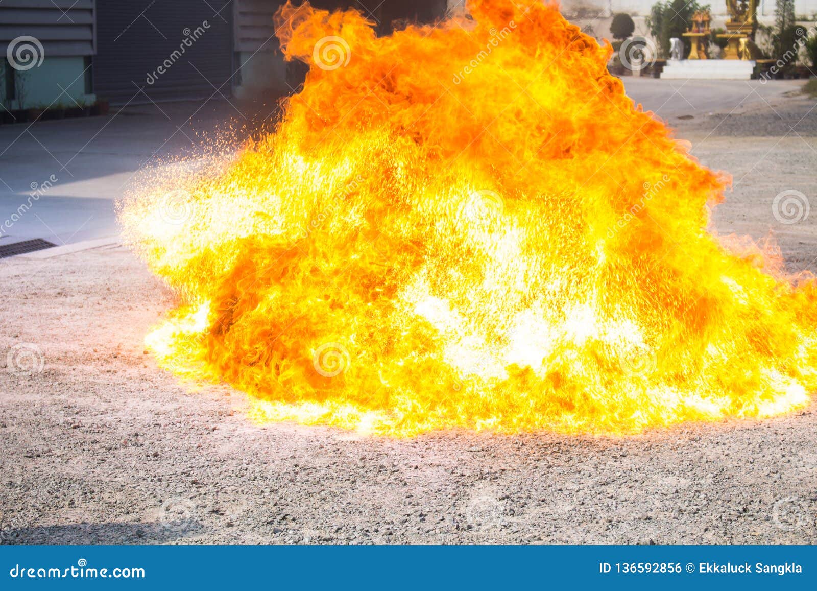 The Flame from the Oil that Rises Violently in the Fire Drill Stock ...