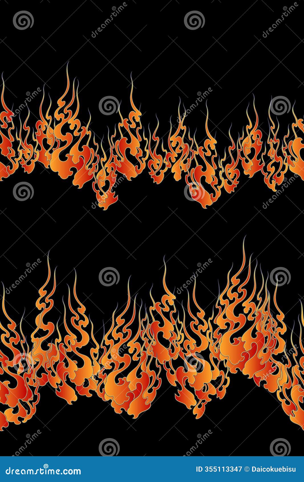 Flame Patterns Drawn Using Traditional Japanese Techniques, Stock ...