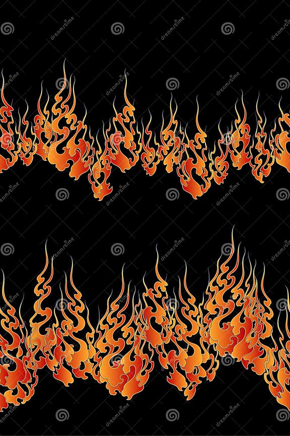 Flame Patterns Drawn Using Traditional Japanese Techniques, Stock ...