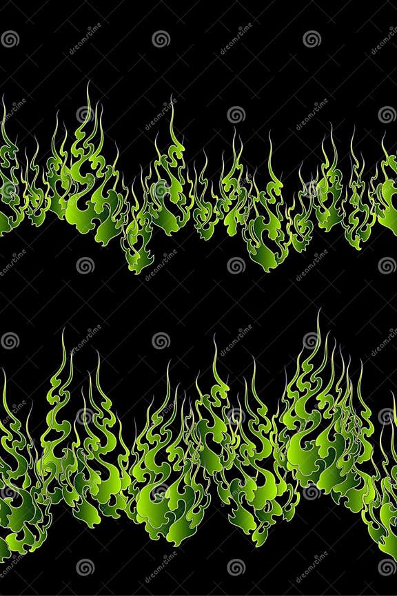 Flame Patterns Drawn Using Traditional Japanese Techniques, Stock ...