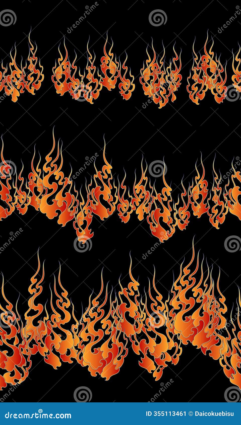 Flame Patterns Drawn Using Traditional Japanese Techniques, Stock ...