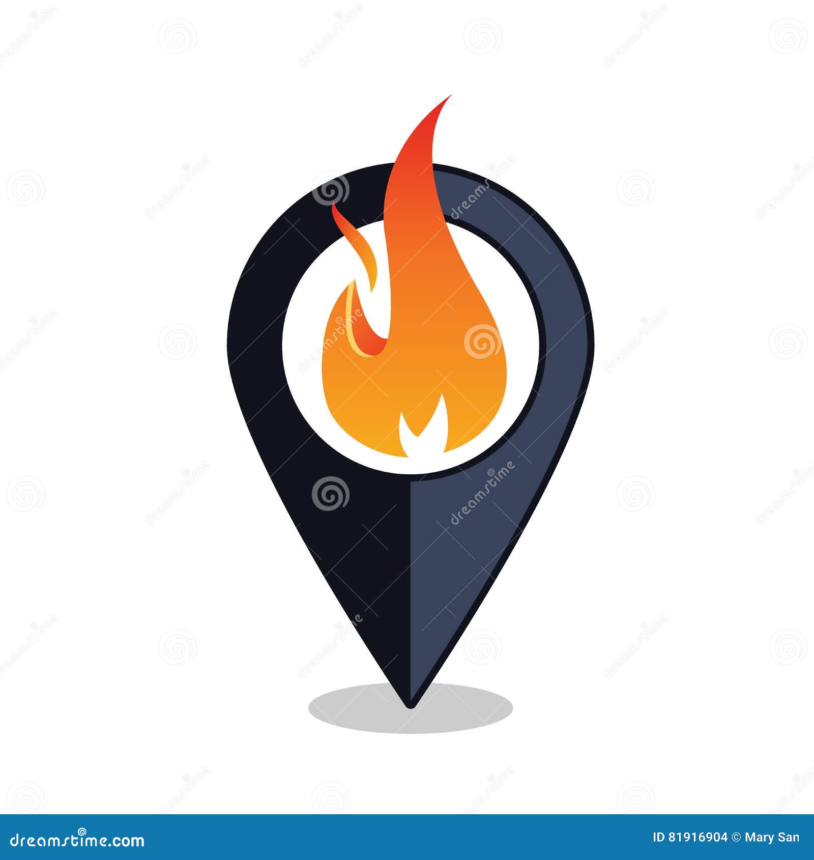 Flame Point - Map Pointer with Fireplace Sign - Fire Alarm Stock Vector ...