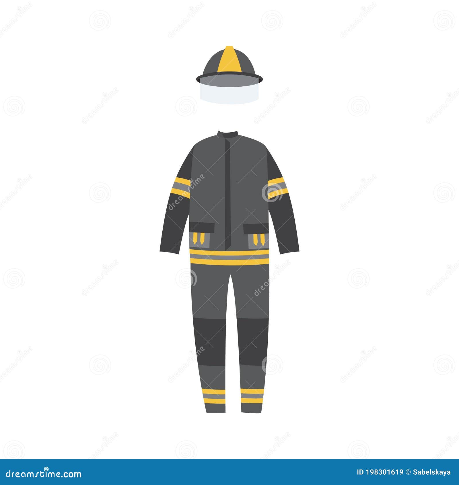 Flame Protective Costume of Fireman, Flat Vector Illustration Isolated ...