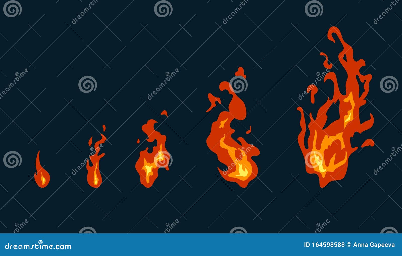 Flame of Red Fire. Game Icons Set. Comic Boom Flame Effects for Emotion ...