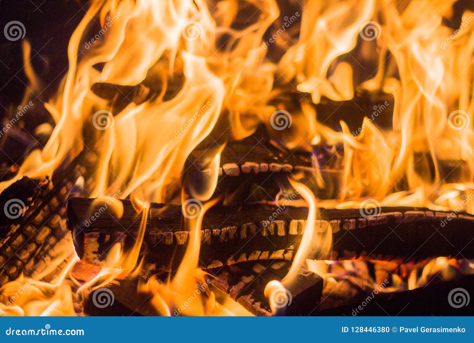 Flame Rising from Burning Charcoal and Wood in a Mangal Stock Photo ...