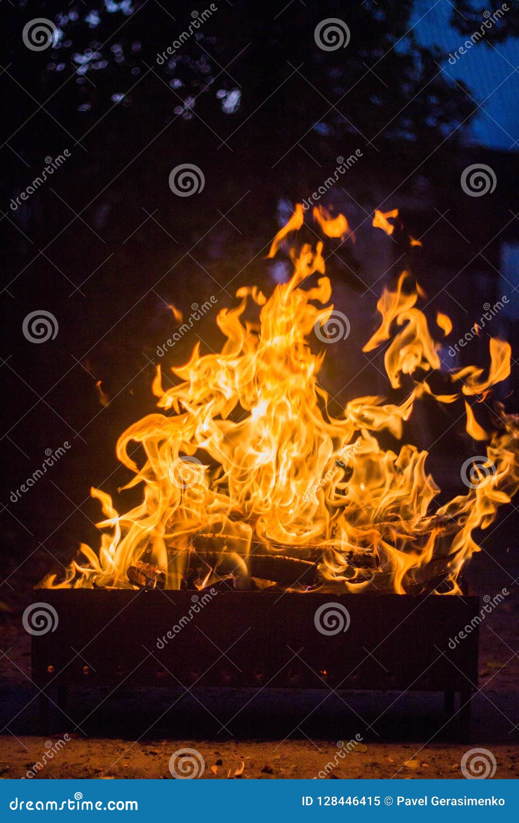 Flame Rising from Burning Charcoal and Wood in a Mangal Stock Image ...