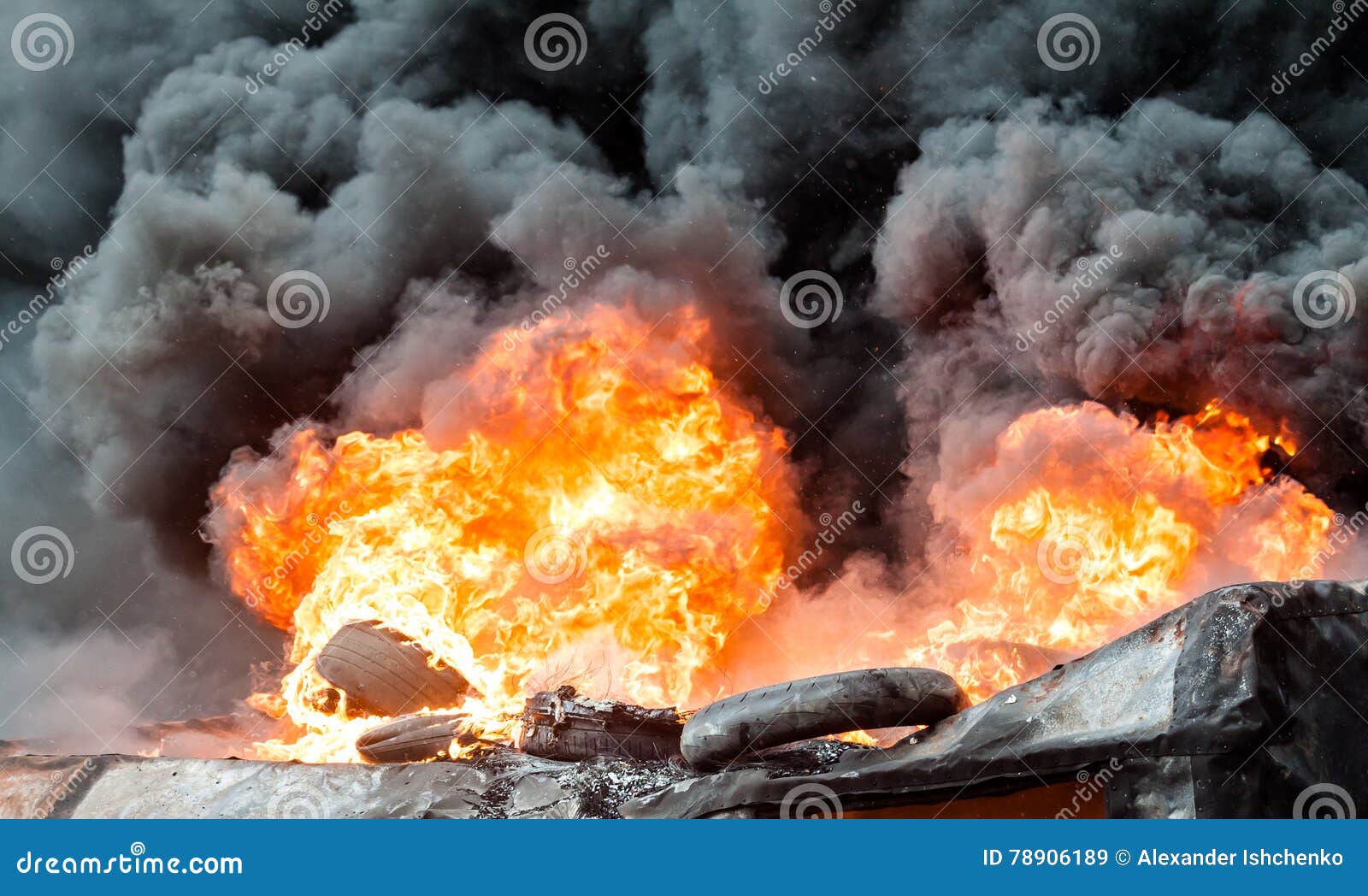 Flame of rubber tires stock image. Image of fear, demolished - 78906189