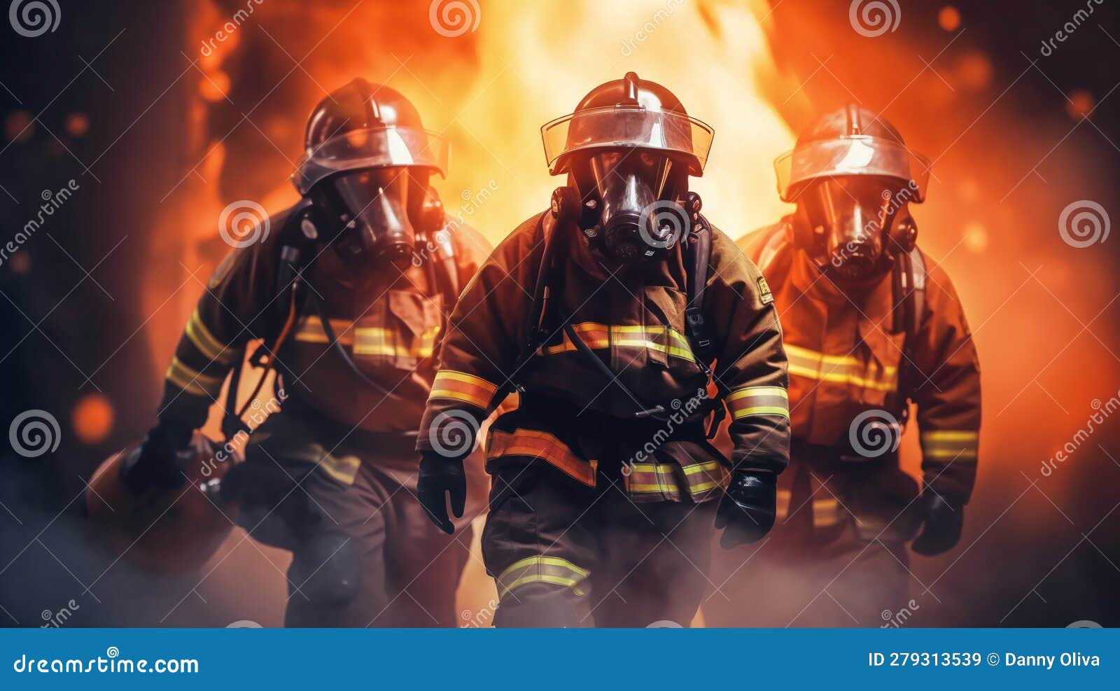 The Flame S Resolve: Firemen S Dynamic Gear Display Stock Illustration ...