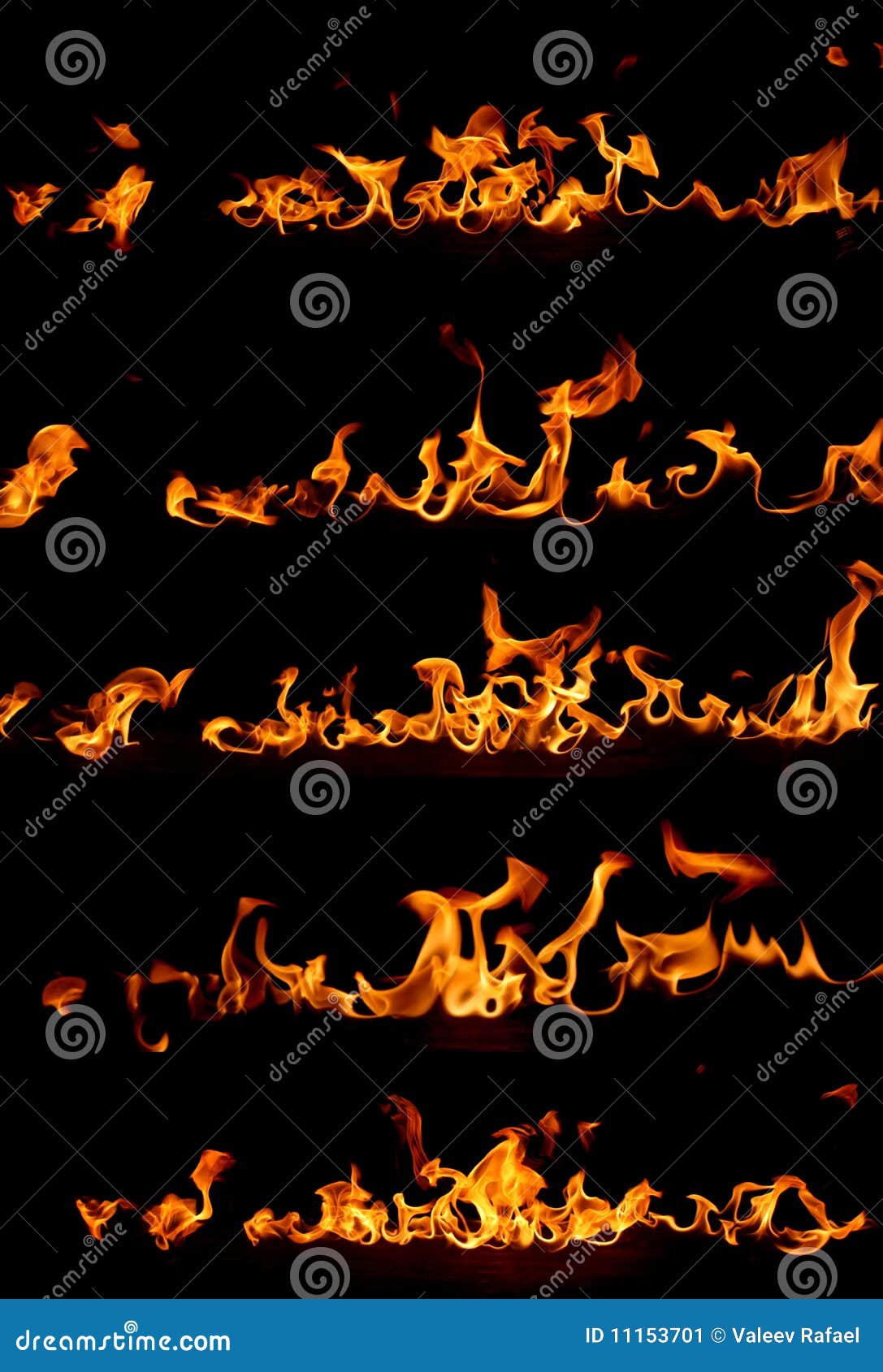 Flame Set on Black Background Stock Image - Image of fire, bright: 11153701