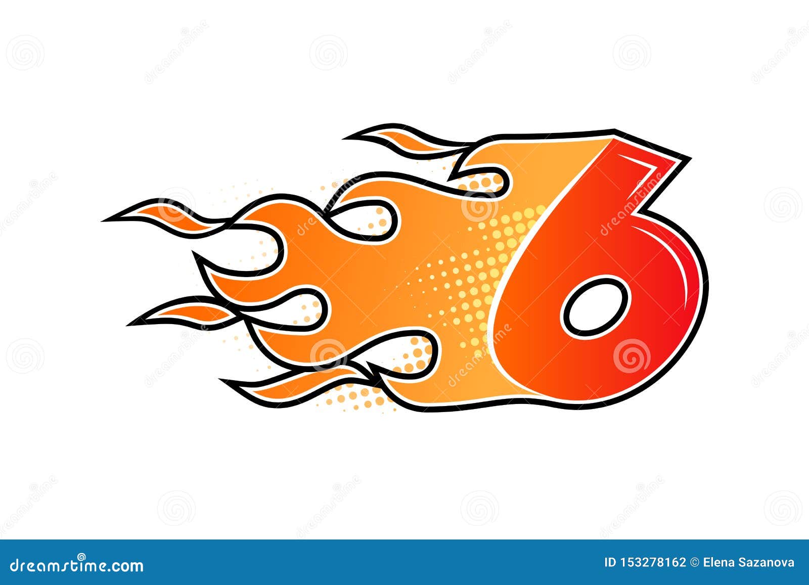 Flame shape burning number stock vector. Illustration of character ...