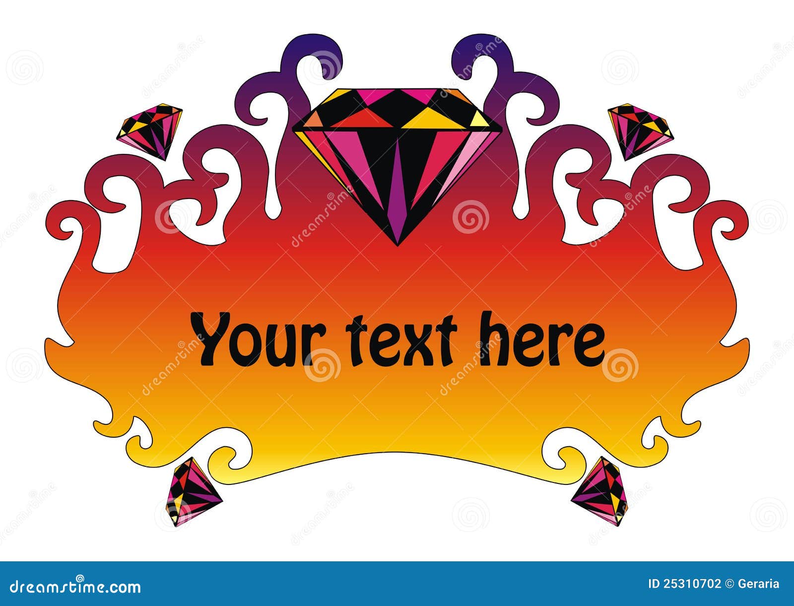 Flame Silhouette and Decorative Diamonds Stock Vector - Illustration of ...