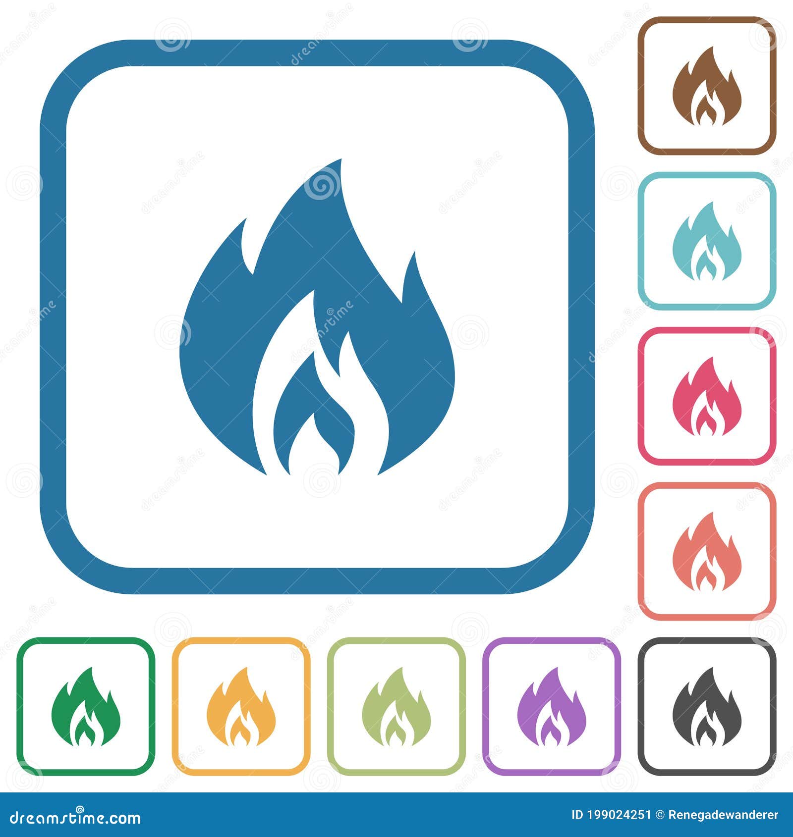 Flame simple icons stock vector. Illustration of frames - 199024251
