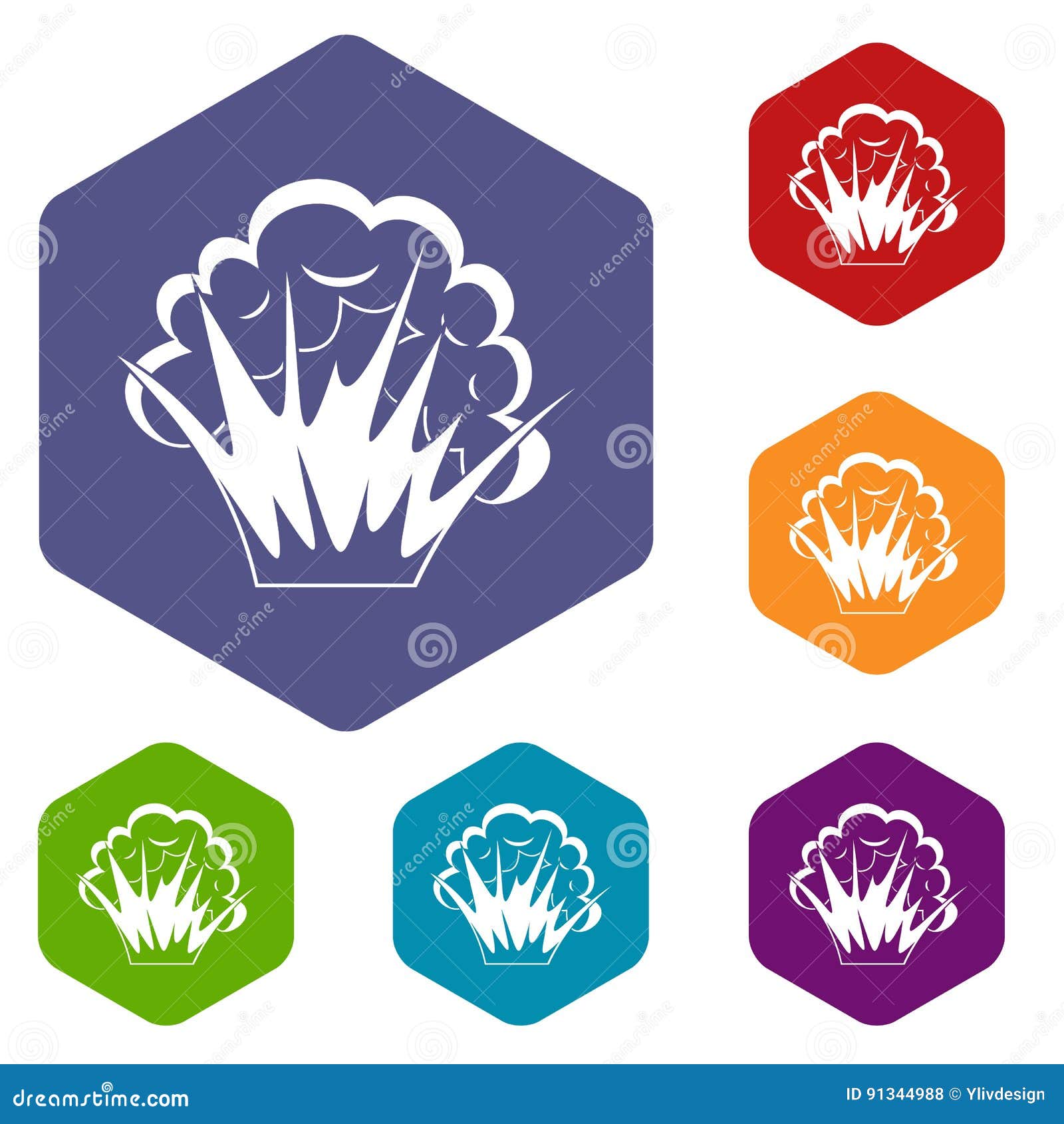 Flame and Smoke Icons Set Hexagon Stock Vector - Illustration of sign ...